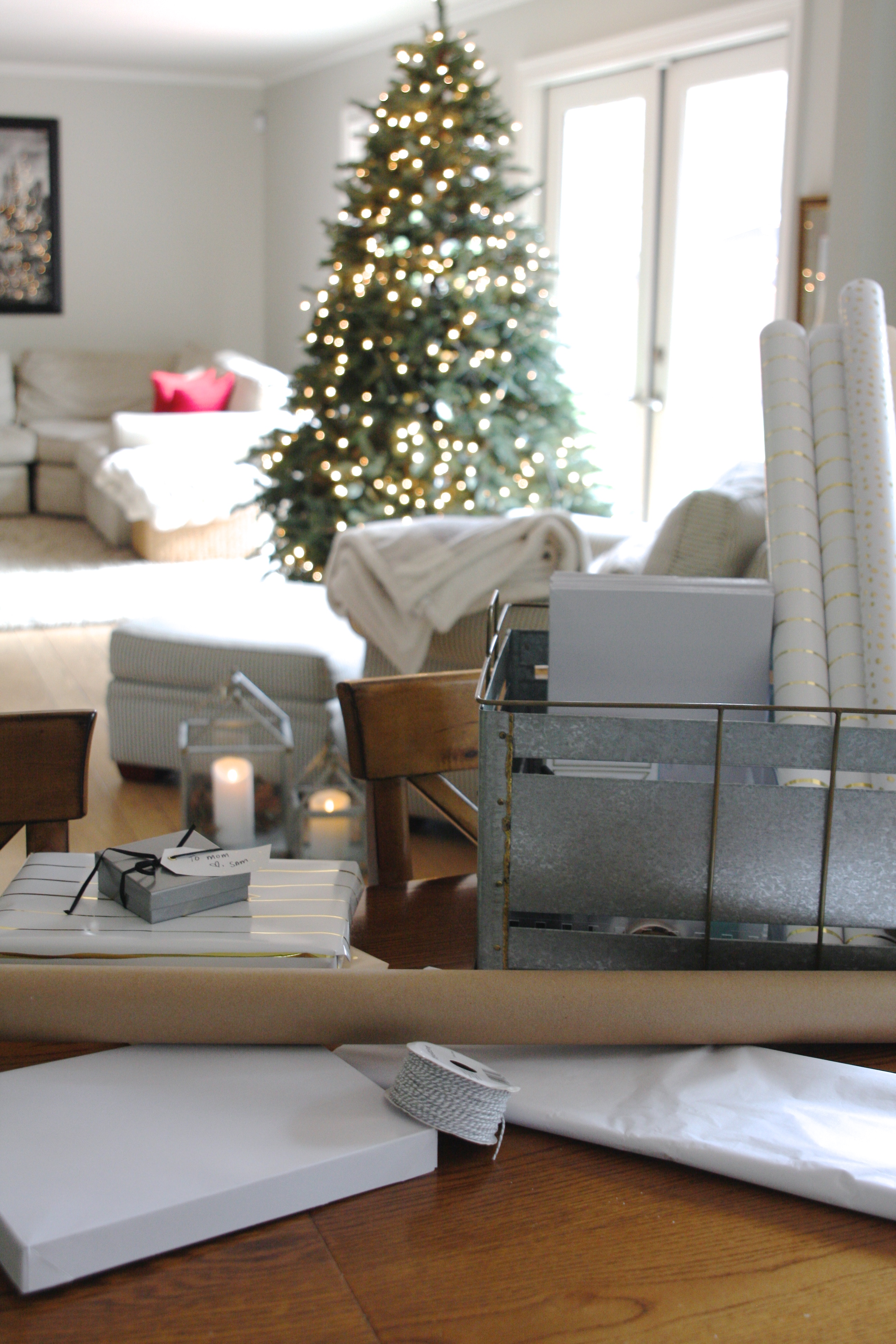 Beautiful and Portable Gift Wrap Station - simply organized